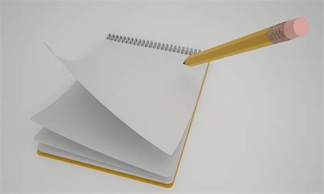 화이트 노트북 디자인과 광고에 대 한 깨끗 한 백지와를 모의 크롬 봄과 무료 사본 공간 서식 파일 메모장 에 흰색 빛 배경 3 차원 일러스트 레이 션 관점 보기 3차원