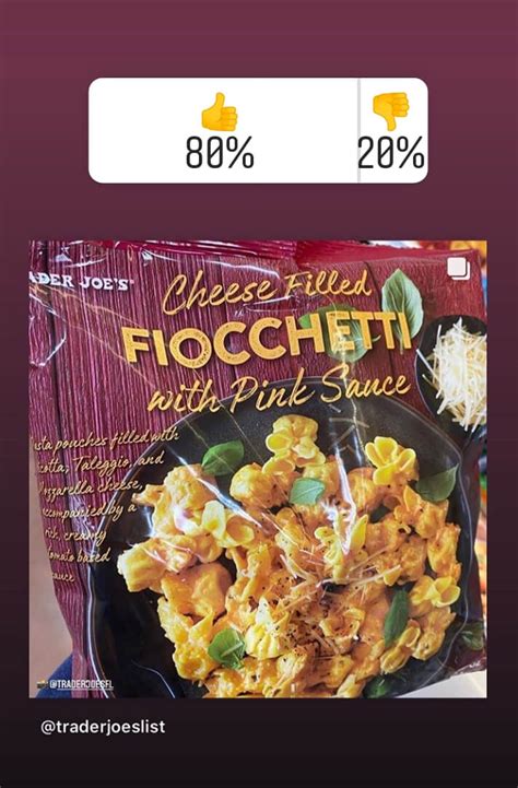Trader Joes Cheese Filled Fiocchetti With Pink Sauce Rated 80👍