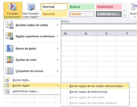 ¿cómo Borrar Las Reglas Del Formato Condicional Formato Condicional