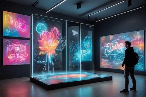 Premium Photo Interactive Light Graffiti On Smart Glass Panels Mockup