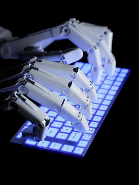 Robot Typing On Keyboard Stock Photo Image Of Illuminated