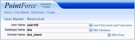 Creating A New User Restriction Record