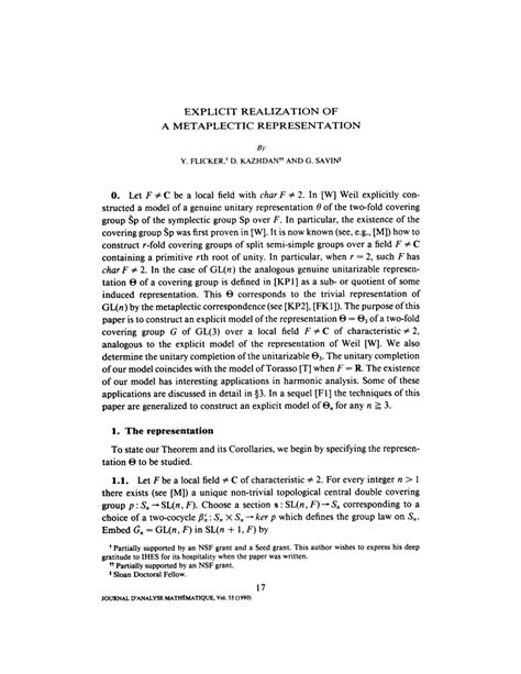 Pdf Explicit Realization Of A Metaplectic Representation