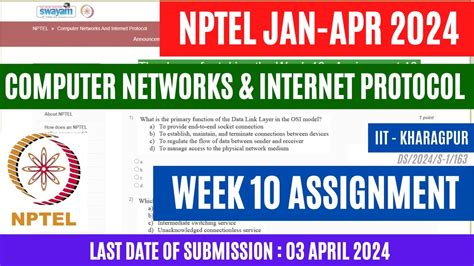 computer networks and internet protocol week 10 assignment solutions opeducore youtube