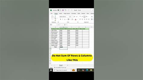 best way to sum rows and column excel ytshorts exceltips microsoftexcel excelshortcuts