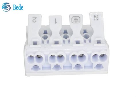 Pa66 4 Poles Push In Wire Connector Quick Terminal Blocks Lever Nuts 450v 16a