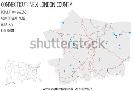 Large Detailed Map New London County Stock Vector Royalty Free 2471889827 Shutterstock