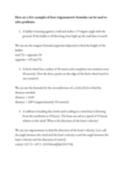 Solution Trigonometry Formulas Examples Studypool Solution Trigonometry Formulas Examples Studypool