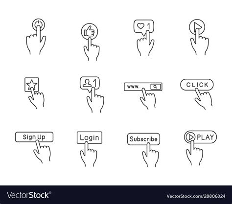 App Buttons Linear Icons Set Royalty Free Vector Image