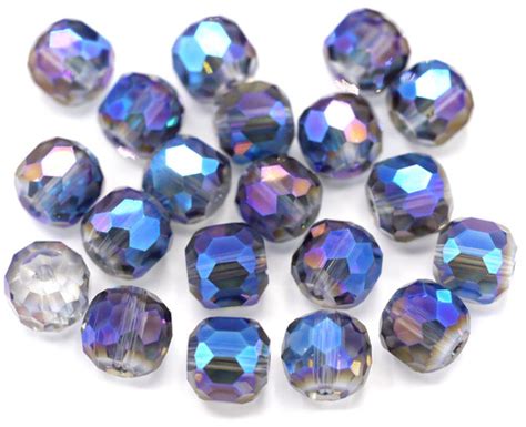 20pc 8mm Crystal Barrel Beads Slatemetallic Blue Iris Bead Box Bargains