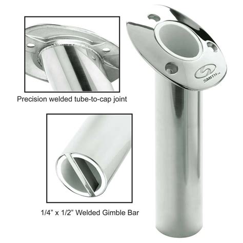 C E Smith 30° Flush Mount Stainless Steel Rod Holder West Marine