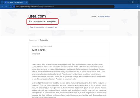 Configuring Your Knowledge Base User Com Documentation