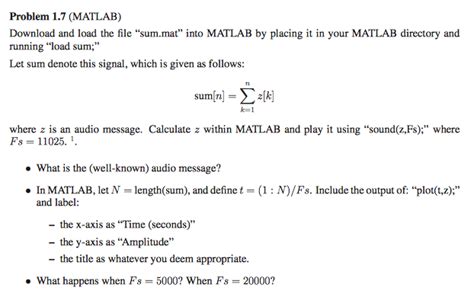 Solved Download And Load The File Sum Mat Into MATLAB By Chegg Com
