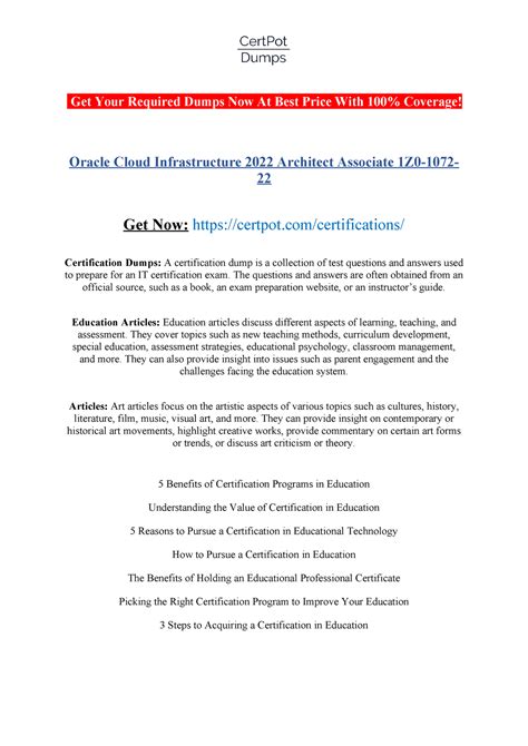 Oracle Cloud Infrastructure 2022 Architect Associate 1z0 1072 22 Get Your Required Dumps Now