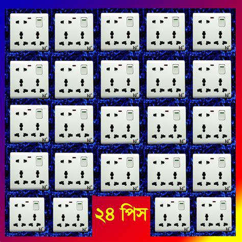 Electric 8 Pin Wall Multi Socket With Indicator 3 Pin Double And 2 Pin With Switch 24 Psc Daraz