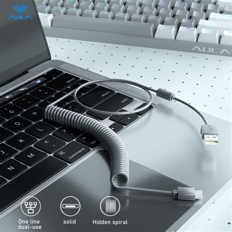 AULA Tipo C Cable Enrollado De Teclado Conector USB Cargador Shopee México