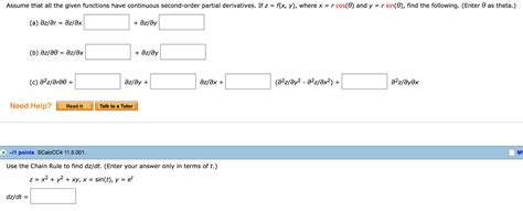 Solved Assume That All The Given Functions Have Continuous