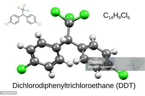 유기 염소 살충제 디클로로 디클로로 디페닐 트리클로로 에탄 의 화학 공식 골격 공식 및 3d 볼 앤 스틱 모델 0명에 대한 스톡 사진 및 기타 이미지 Istock