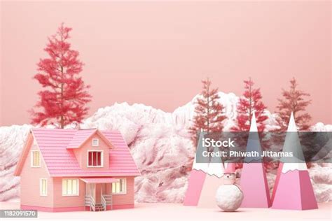 산과 낮은 폴리 전나무 나무와 핑크 톤 색상의 아름다운 크리스마스 겨울 눈 덮인 풍경 배경입니다 3d 렌더링 크리스마스에 대한 스톡 사진 및 기타 이미지 Istock