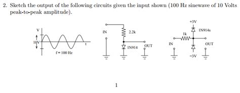 Solved 2 Sketch The Output Of The Following Circuits Given