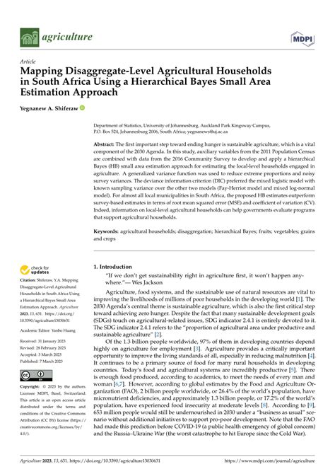 Pdf Mapping Disaggregate Level Agricultural Households In South Africa Using A Hierarchical