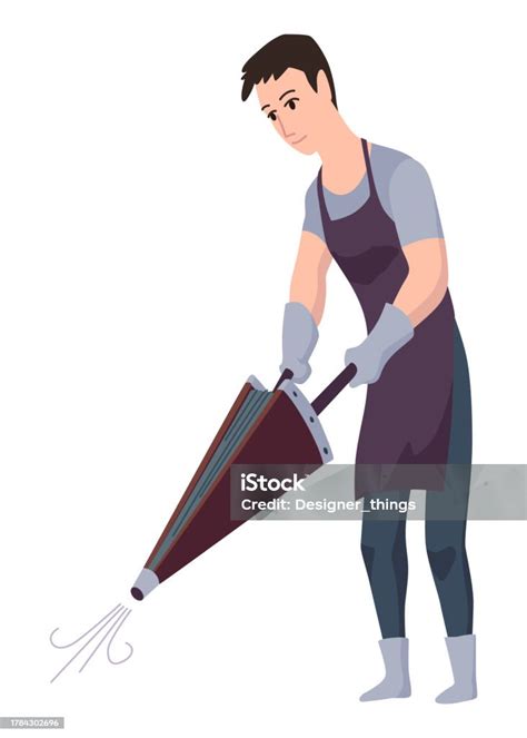 대장장이 노동자 강철 공구를 만드는 장인 정신 주조 작업장에서 상품을 만드는 망치를 가진 특성 일부 품목을 만드는 작업자 벡터 만화 사람 가공의 인물에 대한 스톡 벡터 아트