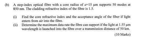 Solved B ﻿a Step Index Optical Fibre With A Core Radius Of