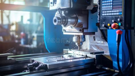 Advanced Cnc Machine Control Panel With Digital Screens Showing Complex Data And Graphs Stock