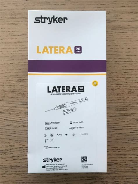 New Stryker Latsys20 Latera Absorbable Nasal Implant System 20mm X Disposables General For