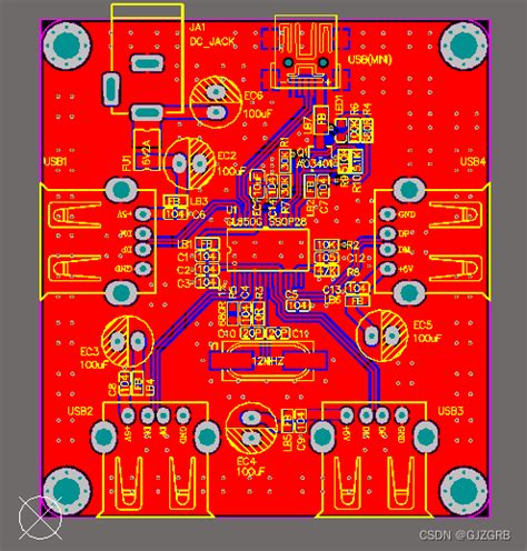 基于gl850g芯片设计usb20 4端口hub硬件评估板硬件（原理图pcb）工程文件gl850g原理图 Csdn博客