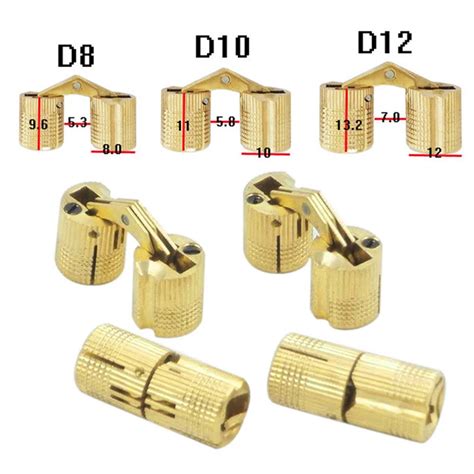 4pcs 8mm10mm12mm Copper Barrel Hinges Hidden Cabinet Concealed Invisible Brass Hinges Mount