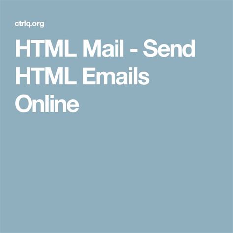 HTML Mail Send HTML Emails Online Html Mail Html Email Responsive