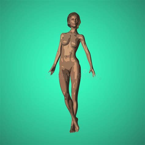 Realistic Female Figure With Smooth Skin And Fit Body In Standing Pose Healthy Naked Cartoon