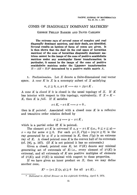 Pdf Cones Of Diagonally Dominant Matrices