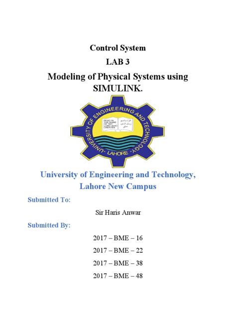 Modeling Of Physical Systems Using Simulink Control System Lab 3 Pdf Matlab Simulation