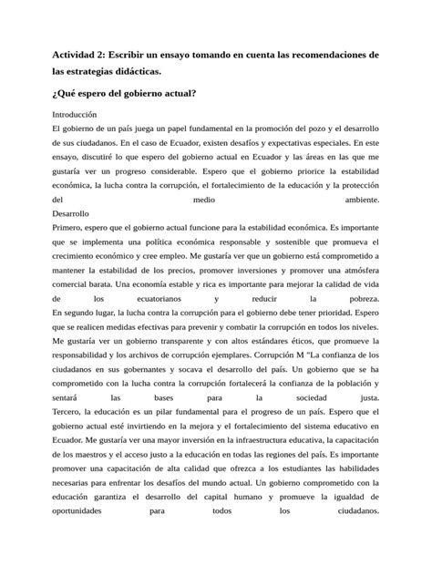 Actividad 2 Ensayo Kerla Ramirez Pdf Ecuador Corrupción Política