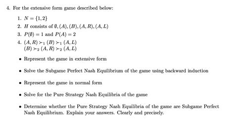 Solved For The Extensive Form Game Described Below N {1 2}h