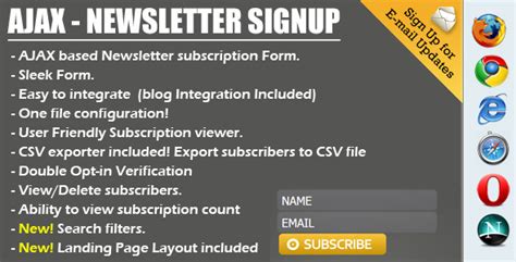 Ajax Newsletter Signup Php Admin And Csv Export Rit Market
