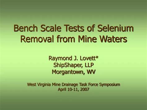 Ppt Bench Scale Tests Of Selenium Removal From Mine Waters Powerpoint Presentation Id 3765318