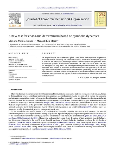 Pdf A New Test For Chaos And Determinism Based On Symbolic Dynamics