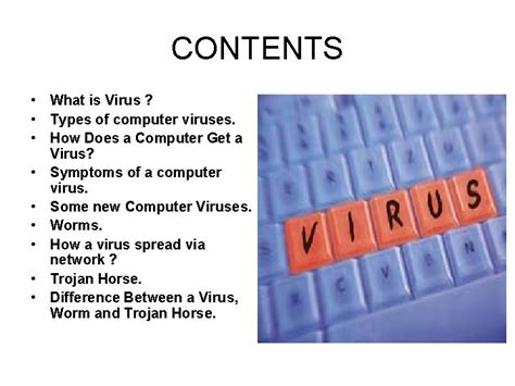 CONTENTS What Is Virus Types Of Computer Viruses