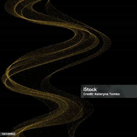 파도 패턴의 금 반짝이는 입자 검은 색 배경에 웨이브 디자인 요소입니다 Eps 10 곡초류에 대한 스톡 벡터 아트 및 기타 이미지 곡초류 공휴일 다중 색상 Istock