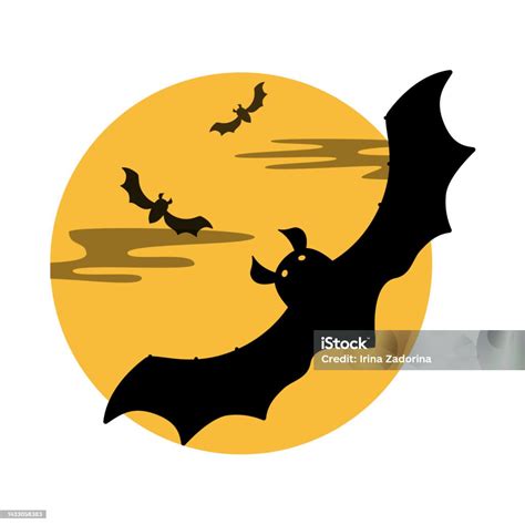 보름달 아래에서 날아 다니는 박쥐 할로윈 벡터 흰색 배경에 고립 된 일러스트 레이 션 0명에 대한 스톡 벡터 아트 및 기타 이미지 0명 10월 가득 찬 Istock