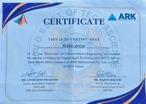 Shakti Gurjar On Linkedin Matlab Digitalsignalprocessing Workshop Sgsits Arkinfosolutions