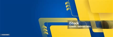 현대 추상 블루 옐로우 오렌지 화살표 배너 배경 디자인 선 점 및 원이있는 추상적 인 기하학적 배경 벡터 일러스트 레이 션 0명에 대한 스톡 벡터 아트 및 기타 이미지