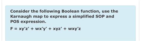 Solved Consider The Following Boolean Function Use The