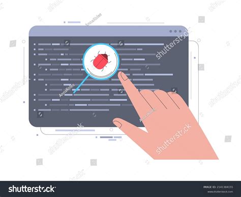 Hand Pointing Bug Code Software Tester Stock Vector Royalty Free