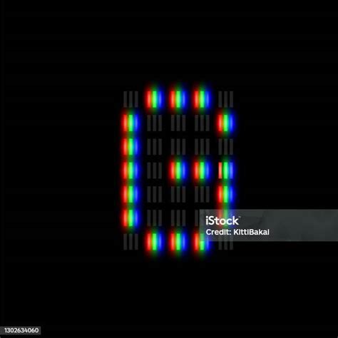 광채 빨간색 녹색파란색 픽셀 벡터 일러스트와 Rgb 픽셀 글꼴 문자 0명에 대한 스톡 벡터 아트 및 기타 이미지 0명 3
