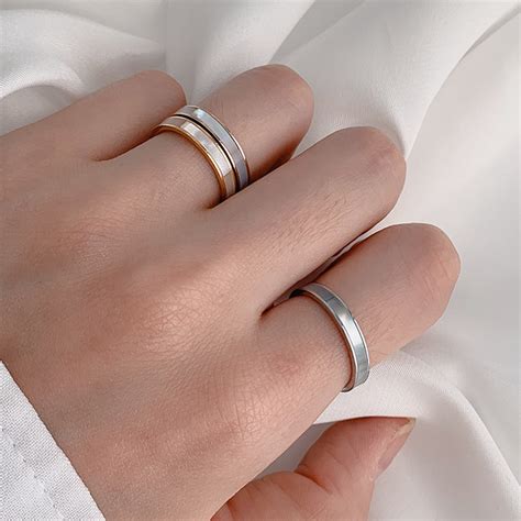 주얼리에이치 써지컬스틸 자개 반지 3color