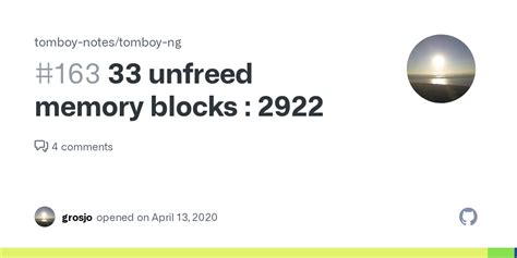 33 Unfreed Memory Blocks 2922 · Issue 163 · Tomboy Notestomboy Ng · Github